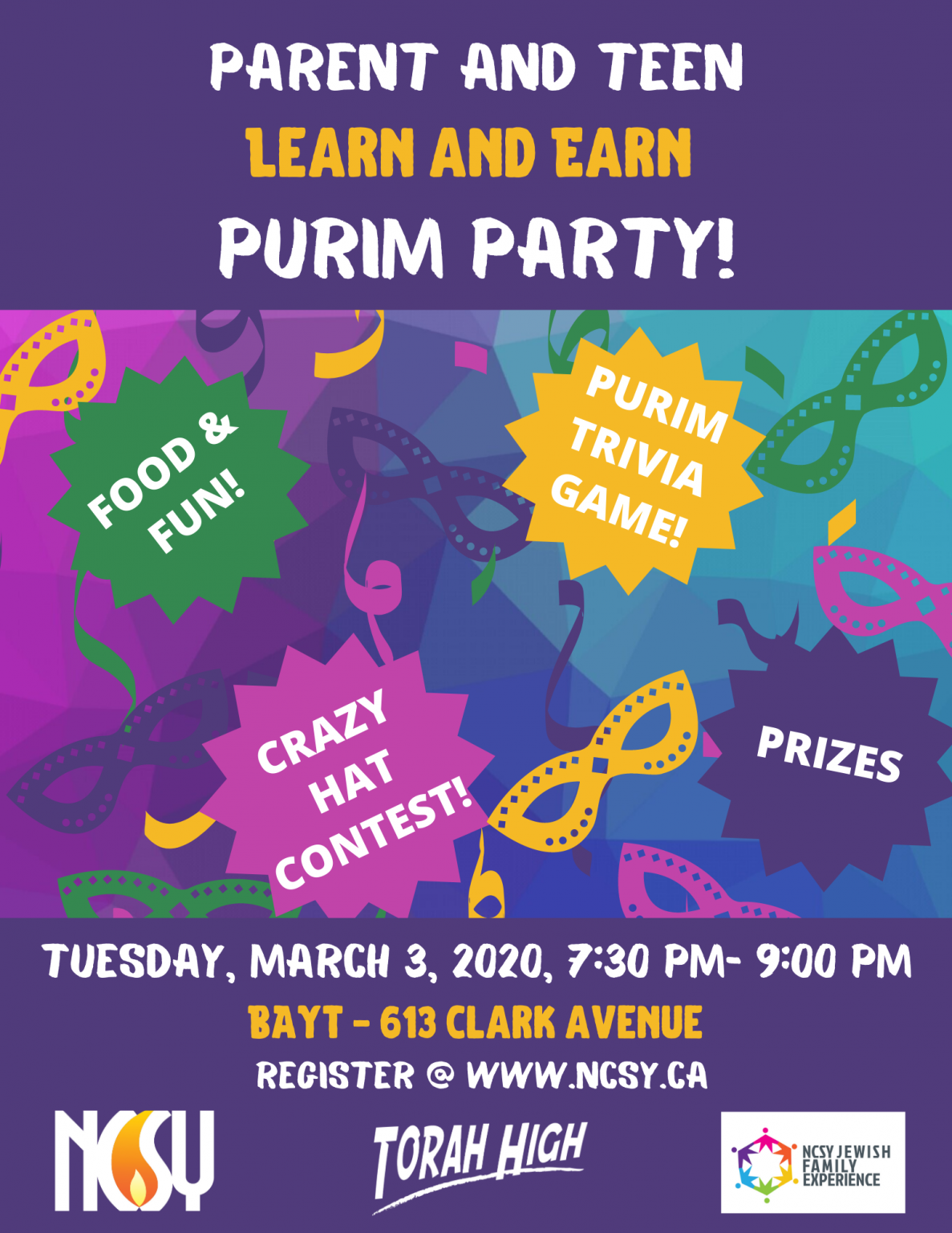 Parent and Teen Learn N' Earn Purim Party - Canada Parent and Teen Learn N' Earn Purim Party - Canada